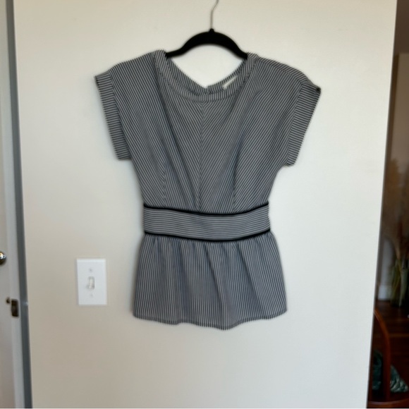 Monteau | Tops | Monteau Black White Striped Blouse | Poshmark